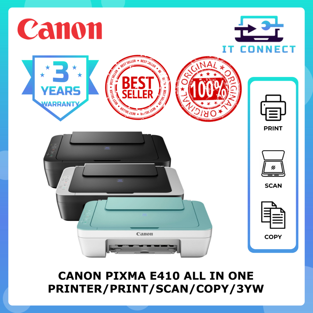 CANON PIXMA E410 ALL IN ONE PRINTER/PRINT/SCAN/COPY/3YW *Ready Stock ...