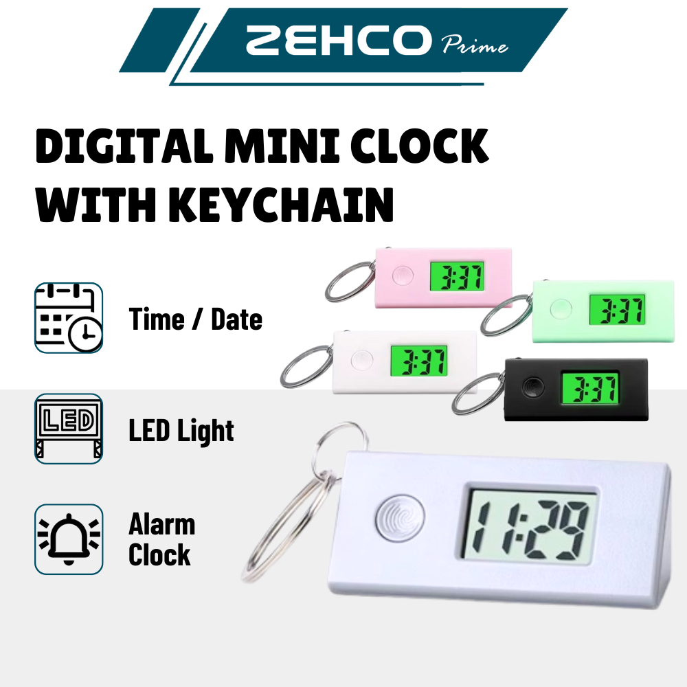 Digital Mini Clock with LED Light LCD Display Time & Date Display with ...