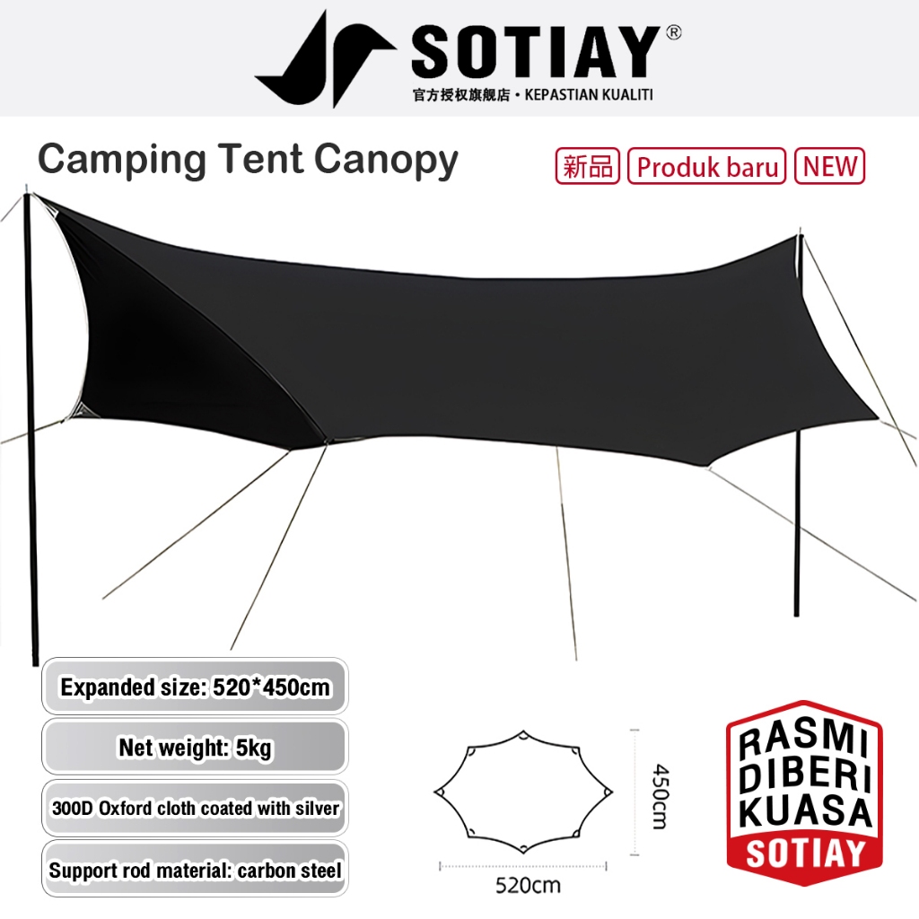 SOTIAY Tarp Fly Tarp Hexagonal Camping Automatic Khemah Camping Besar ...