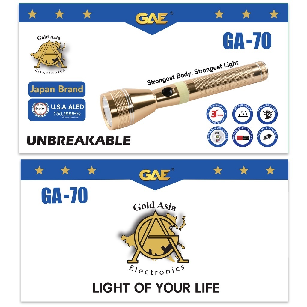 Original Golden Japanese GA-70 Torchlight Longest Range Rechargeable ...