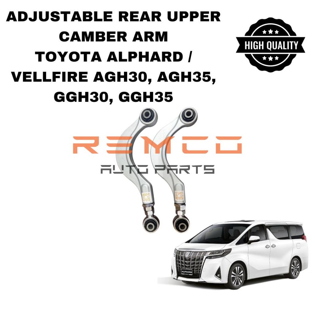 TOYOTA ALPHARD / VELLFIRE AGH30, AGH35, GGH30, GGH35 REAR ADJUSTABLE UPPER CAMBER ARM (SILVER ...