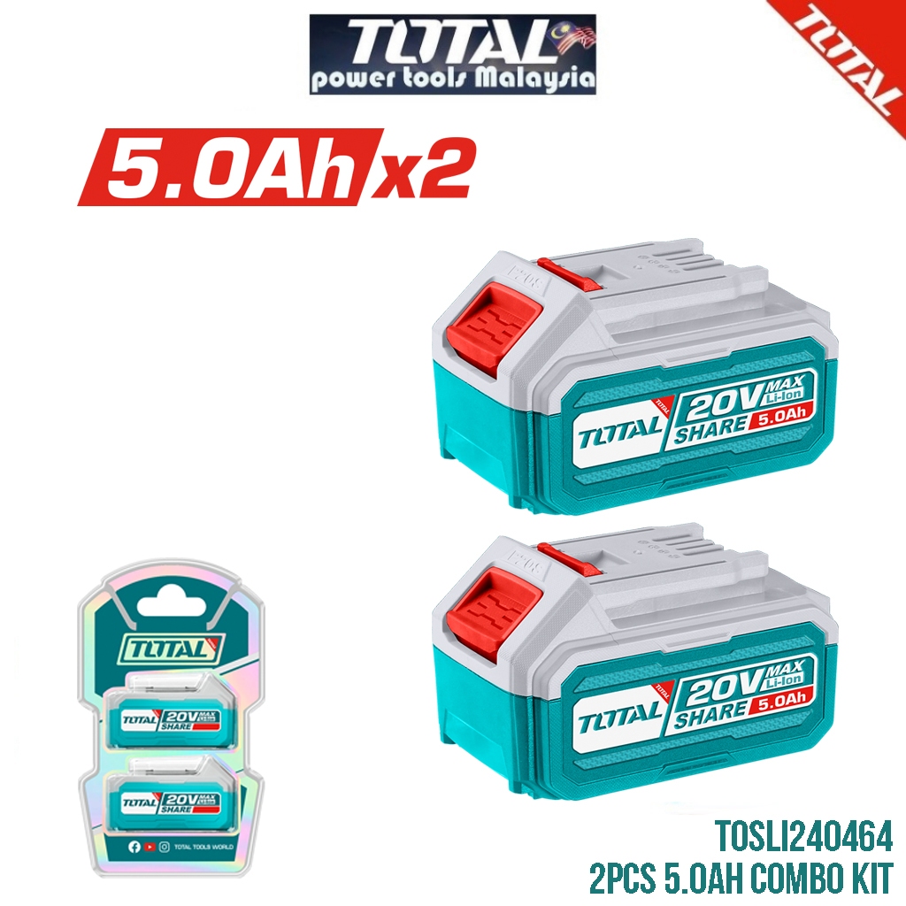 TOTAL Tools P20s 20V series 5.0Ah Lithium-ion battery 𝟐 𝐩𝐜𝐬 pack 锂离子电池 ...