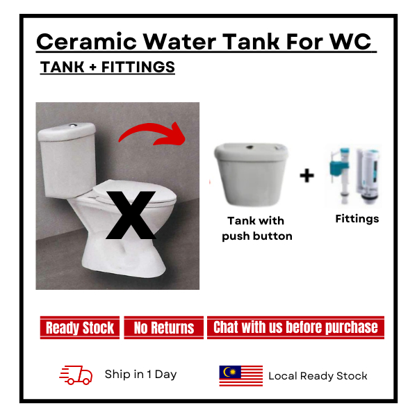 Ceramic Water Tank Only For 2 piece toilet bowl with Cistern And Lid ...