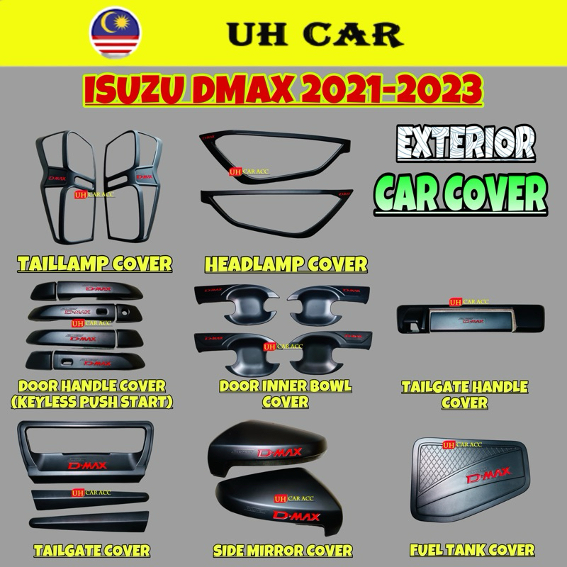 (RED WORD) Isuzu Dmax 2021-2023 Car Exterior Cover Door Handle Inner Bowl Head Lamp Tail Lamp ...