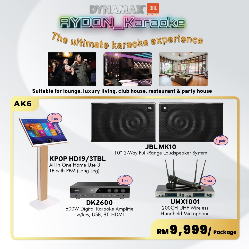 Home Karaoke Set JBL MK10 10" 2-WAY Full Range Karaoke Speakers, DK2600 ...