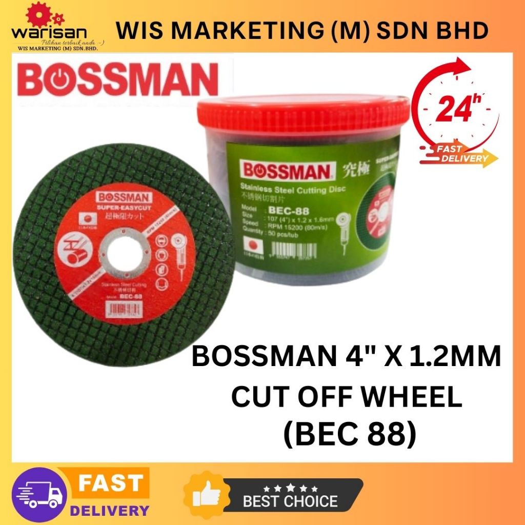 BOSSMAN Super-EasyCut 4" Cutting Wheel - 50pcs BEC-88 Stainless Steel ...