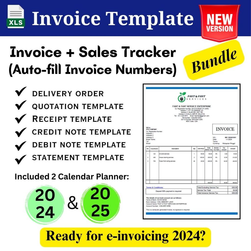 Invoice Template, Resit, Penyata Akaun untuk Pelanggan, Sales Tracker ...