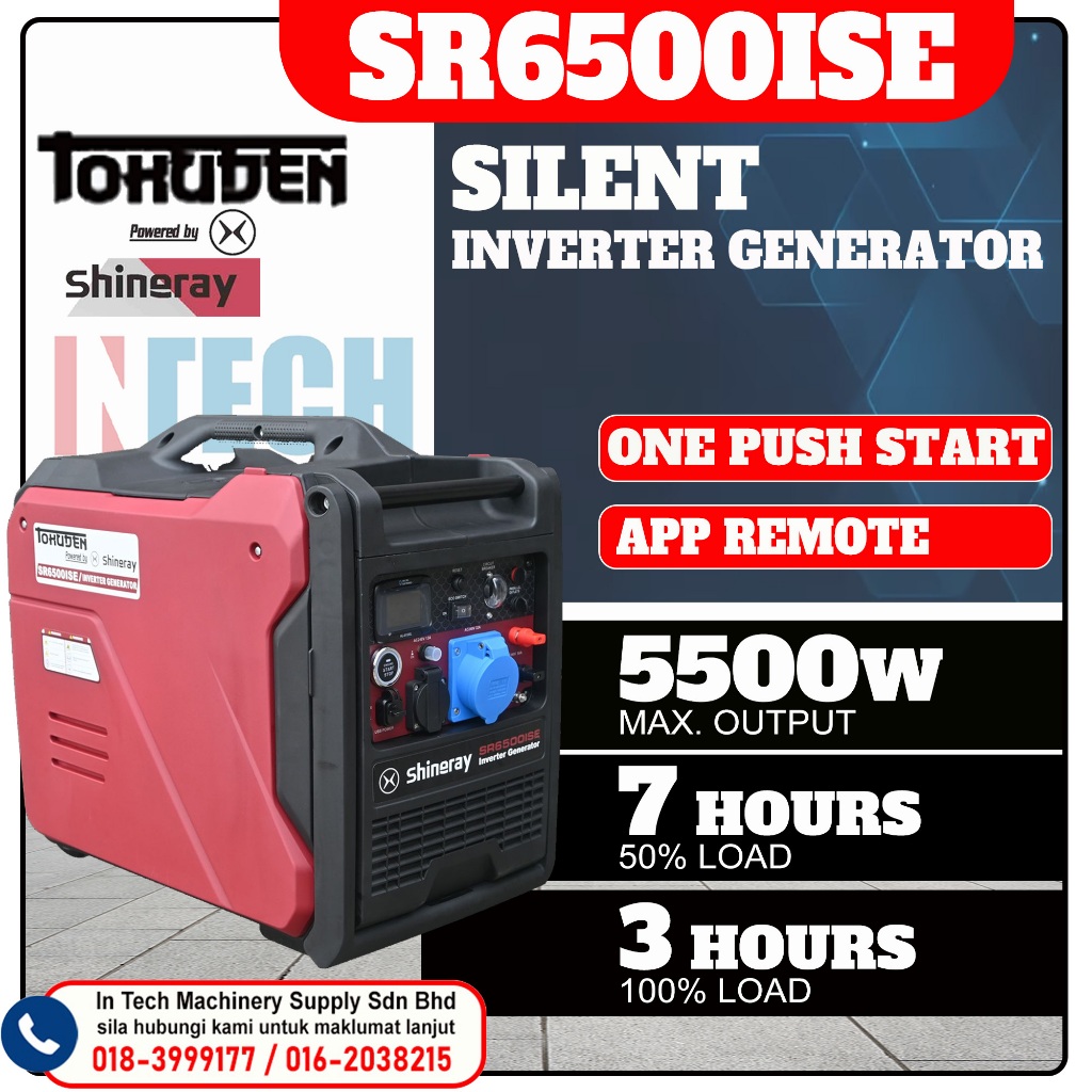 TOKUDEN SR6500ISE 5500W SILENT INVERTER GENERATOR (POWER BY SHINERAY ...