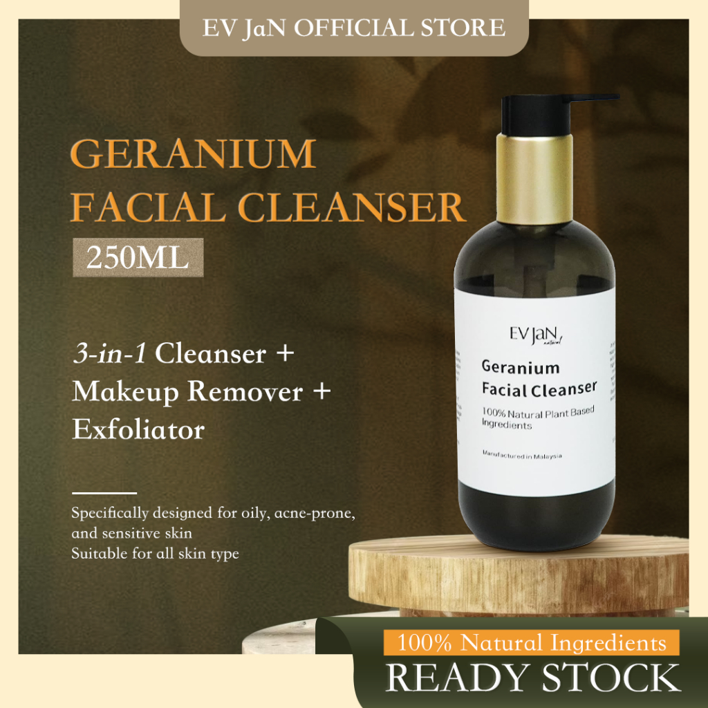 EV JaN Natural Geranium Facial Cleanser+Make up remove(250ml) |Pores ...