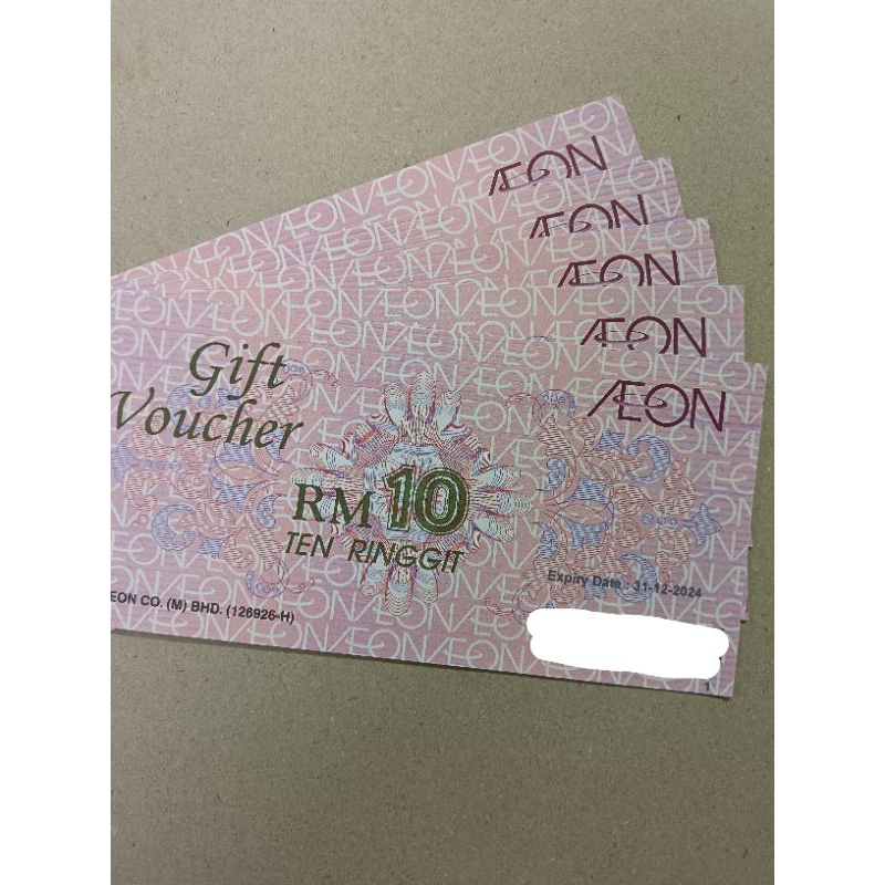 Aeon Gift Voucher scan barcode RM10 expired 31 Dec 2024 | Shopee Malaysia