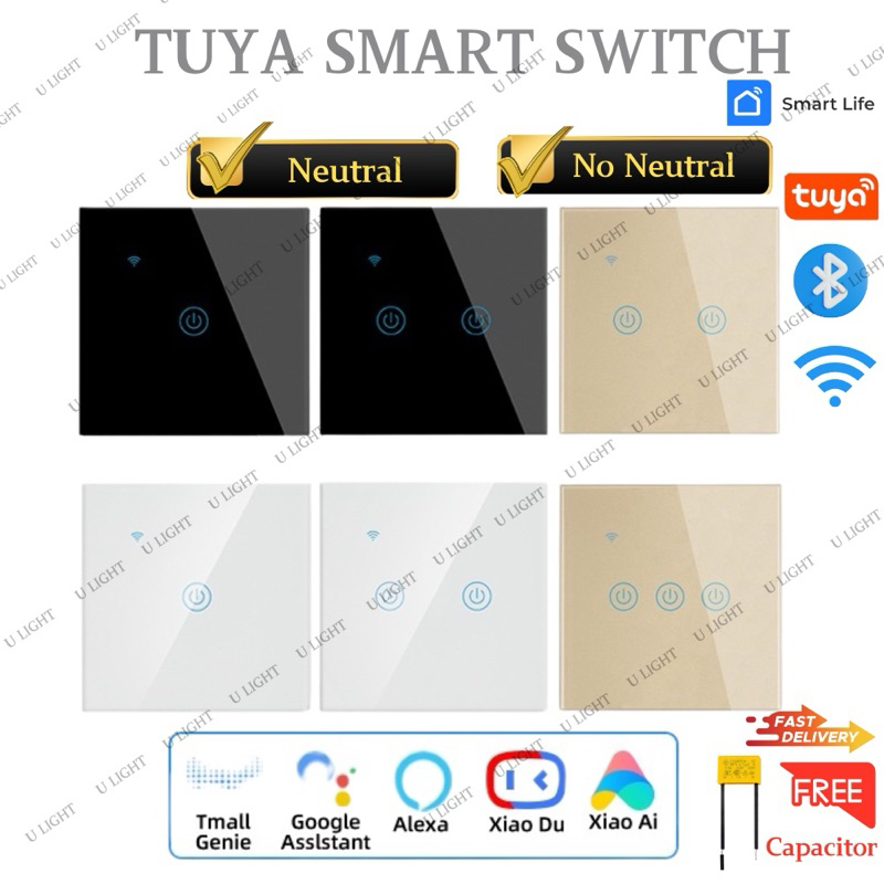 TUYA SMART LIFE SMART SMART SWITCH TOUCH SCREEN WIFI BLUETOOTH (NO NEED ...