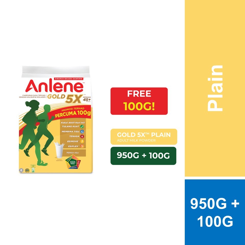 ANLENE Gold 5X High Calcium High Protein Plain Milk Powder Susu Tepung ...