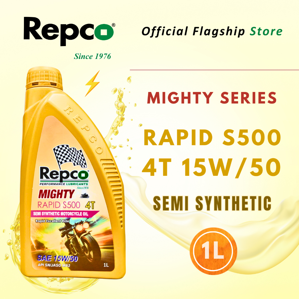 Repco® MIGHTY Rapid S500 4T 15W/50 (1L) Semi Synthetic API SN/JASO MA2 ...