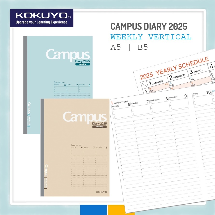 KOKUYO CAMPUS WEEKLY SCHEDULE DIARY 2025 - (VERTICAL VERSION) - A5 | Shopee Malaysia