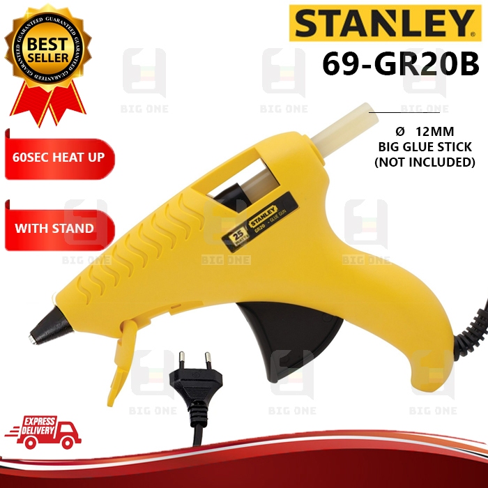 (HEAVY DUTY) STANLEY 69-GR20B HEAVY DUTY GLUESHOT HOT GLUE GUN 25W WITH 2 PIN ROUND PLUG ...