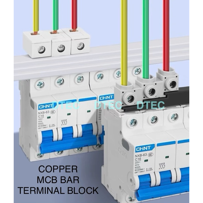 1Pcs Copper MCB Busbar 1P 2P 3P 4P Terminal Block 100A for Distribution ...