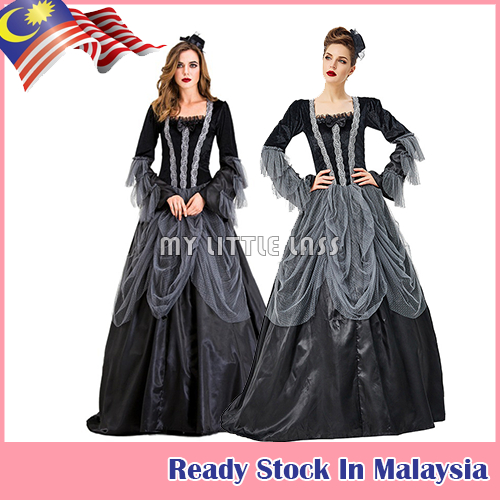 MYLITTLELASS Adult Women Royal Medieval Ghost Bride Costume Witch Long ...