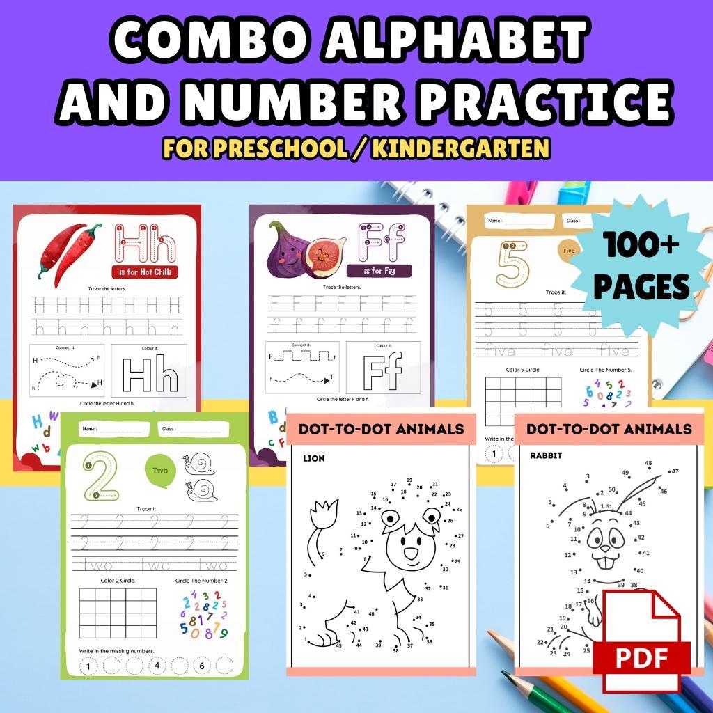(PDF) COMBO Printable Alphabet ABC, Number Practice & Dot Markers A to ...