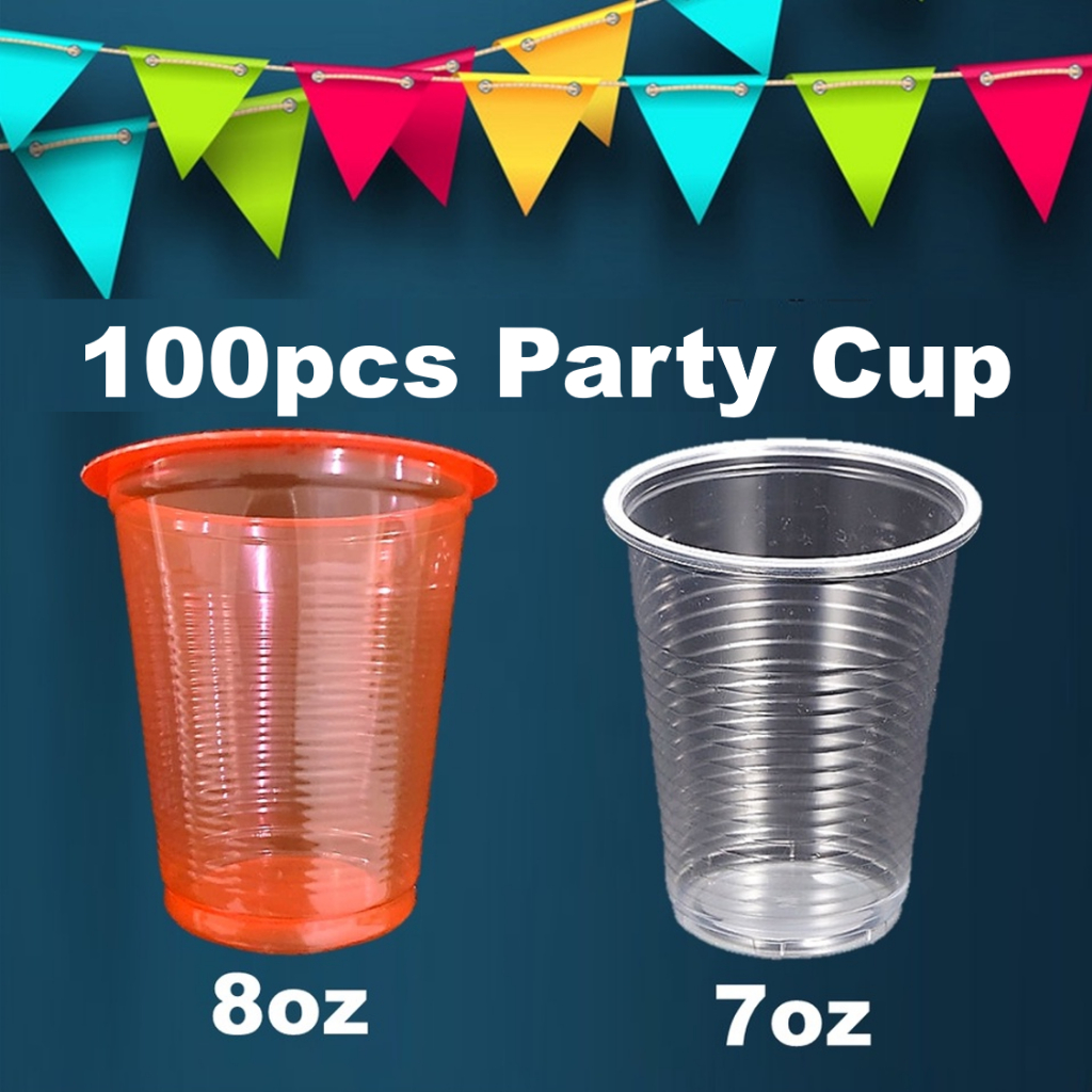100pcs PP plastic party cup / disposable cup 7oz 8oz Red Cup and clear ...
