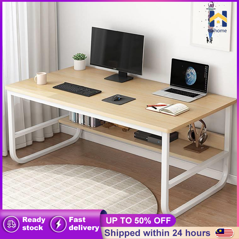 🖥️Meja Belajar Computer Desk Home Office Storage Writing Desk Student ...