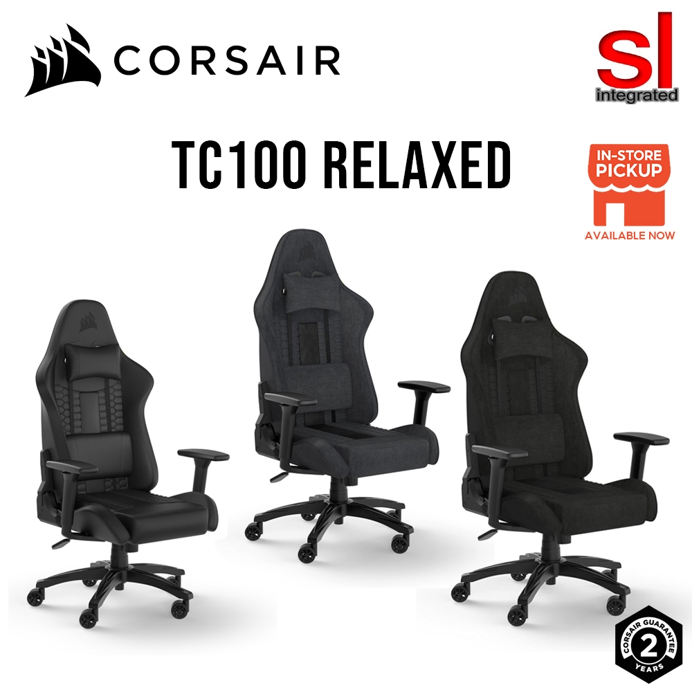Corsair TC100 RELAXED Series Gaming Chair - Leatherette/ Fabric (Black ...