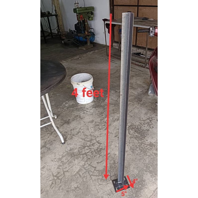 tiang pagar besi angle 1 1/2x1 1/2 bertapak saiz 4x5 | Shopee Malaysia
