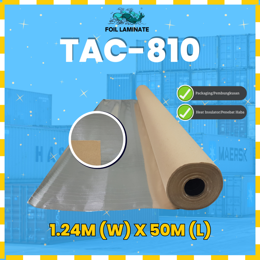 TAC-810 Aluminium Foil Paper Foil (50M-L) Packaging Penebat Haba Heat ...
