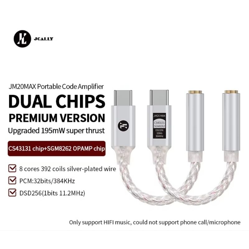 Jcally JM20 Max Dual Chip CS43131 High Performance DAC Amplifier Dongle ...