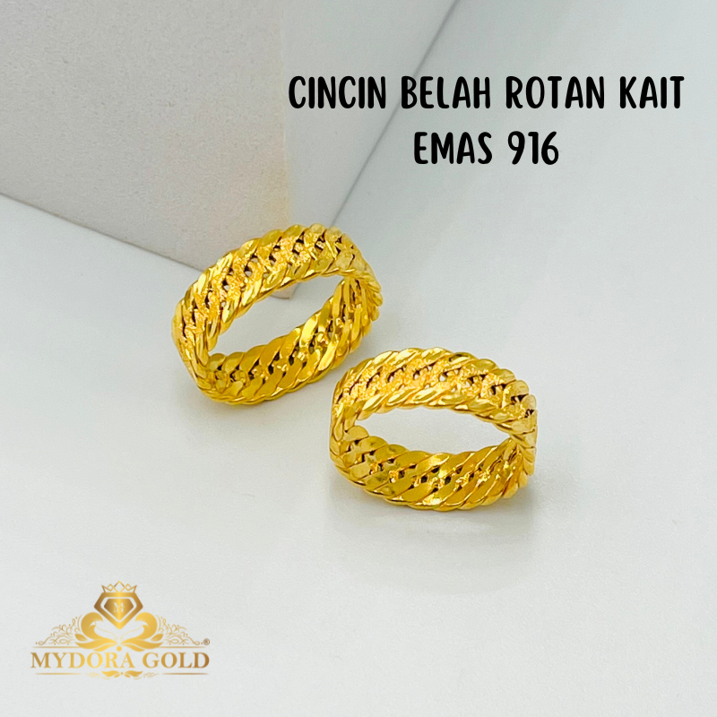 MYDORA Cincin Belah Rotan Kait | Emas 916/22k | Shopee Malaysia