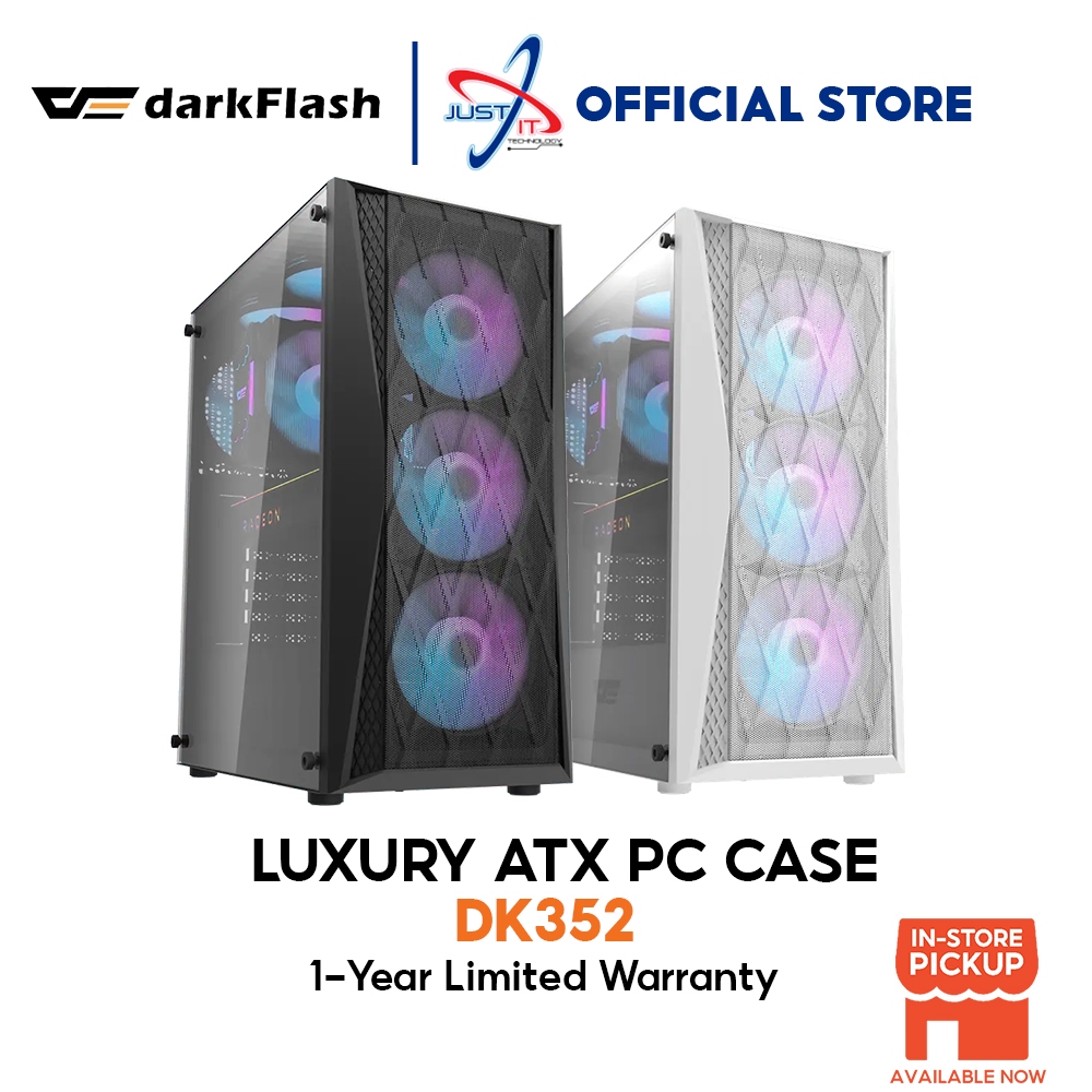AIGO DARKFLASH DK352 LUXURY ATX PC CASE ( CASING ) - BLACK / WHITE ...