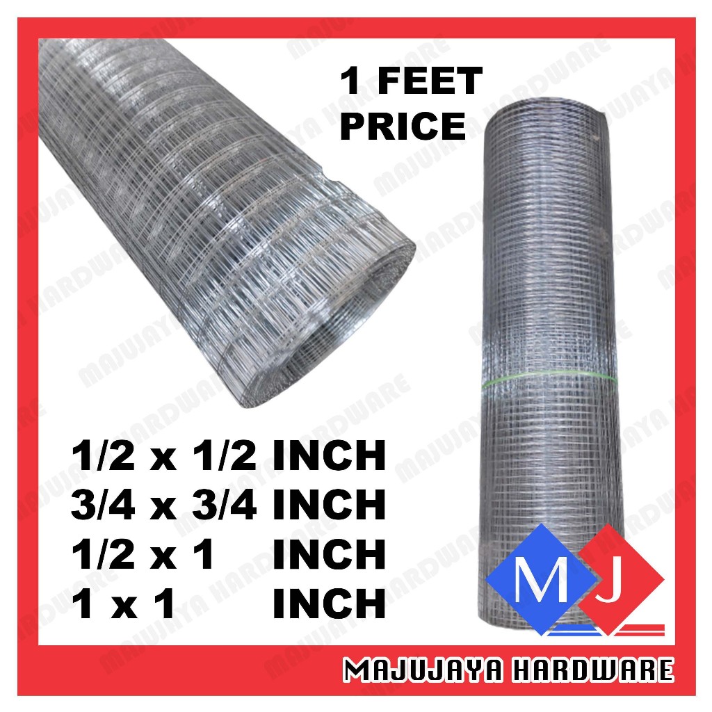1METER Wire Mesh 3FT Height Galvanized BRC Welded Iron Wire Kawat Besi ...