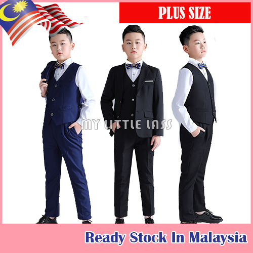 MYLITTLELASS Children Plus Size Elegant Coat Suit Black Blue 5pcs set ...