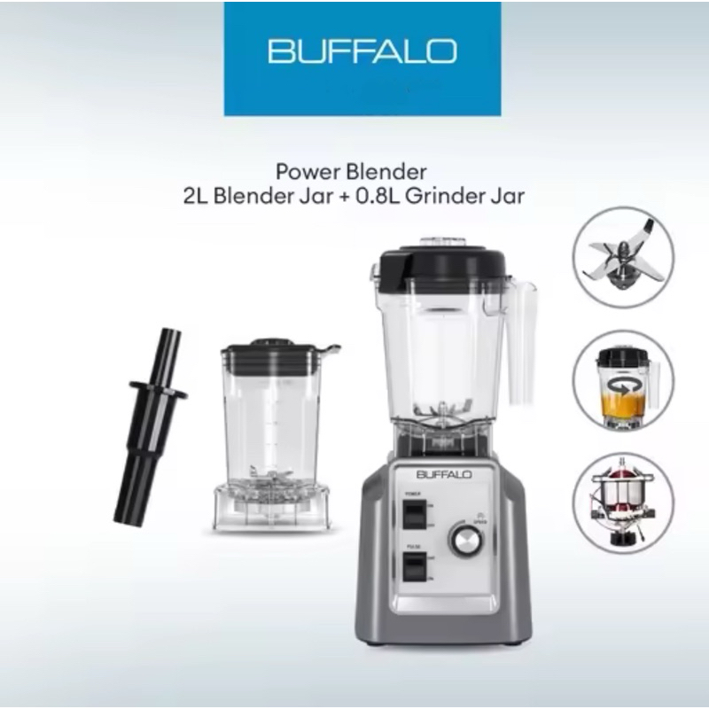 BUFFALO Heavy Duty 2L POWER BLENDER + 0.8L GRINDER JAR Blender Mixer ...