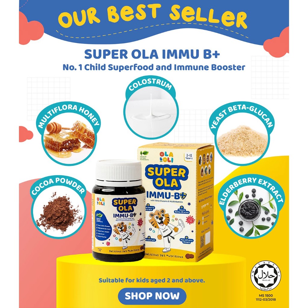 OLA OLI Immu-B+ Chocolate with Beta Glucans , Colostrum Immune Kids ...