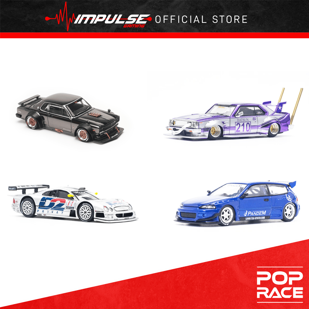 PopRace 1/64 Diecast Merc Benz CLK AMG GTR / Skyline GT-R V8 DRIFT ...