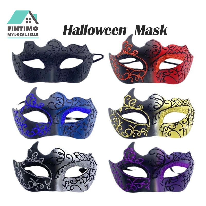 【MY】🎃Party Mask Masquerade Men Pesta Half Face Makeup Halloween Mask ...