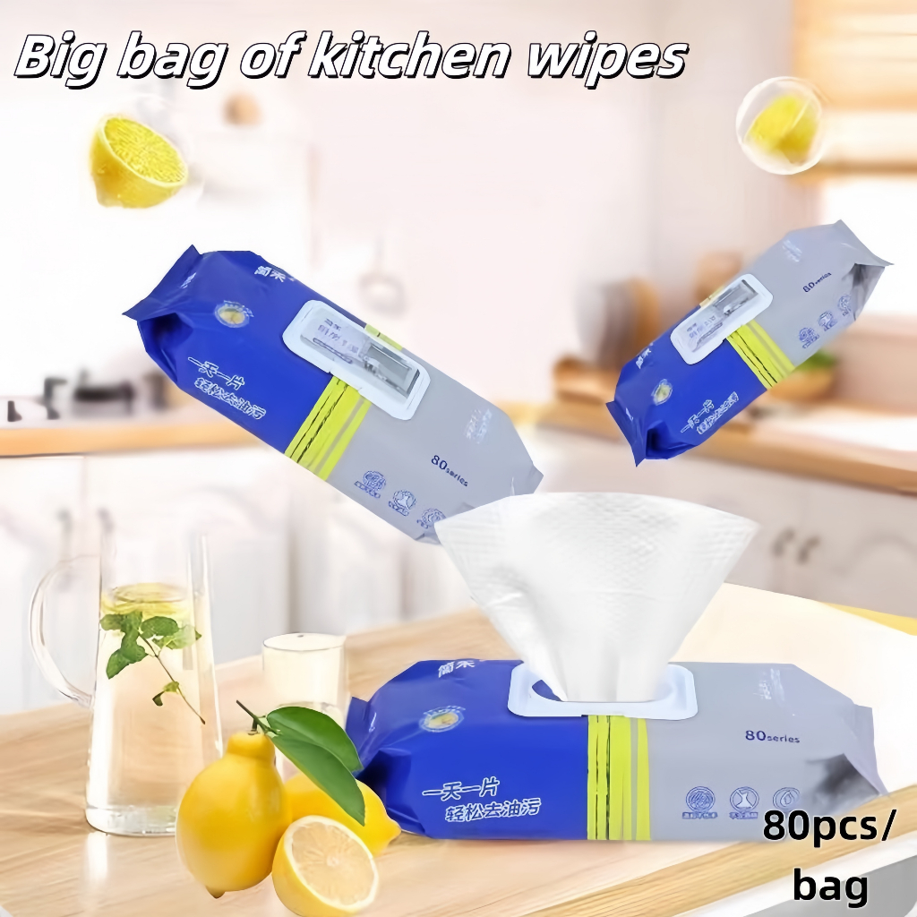 🐻80pcs🐻 Large Kitchen Cleaning Wipes Strong Decontamination Kitchen ...