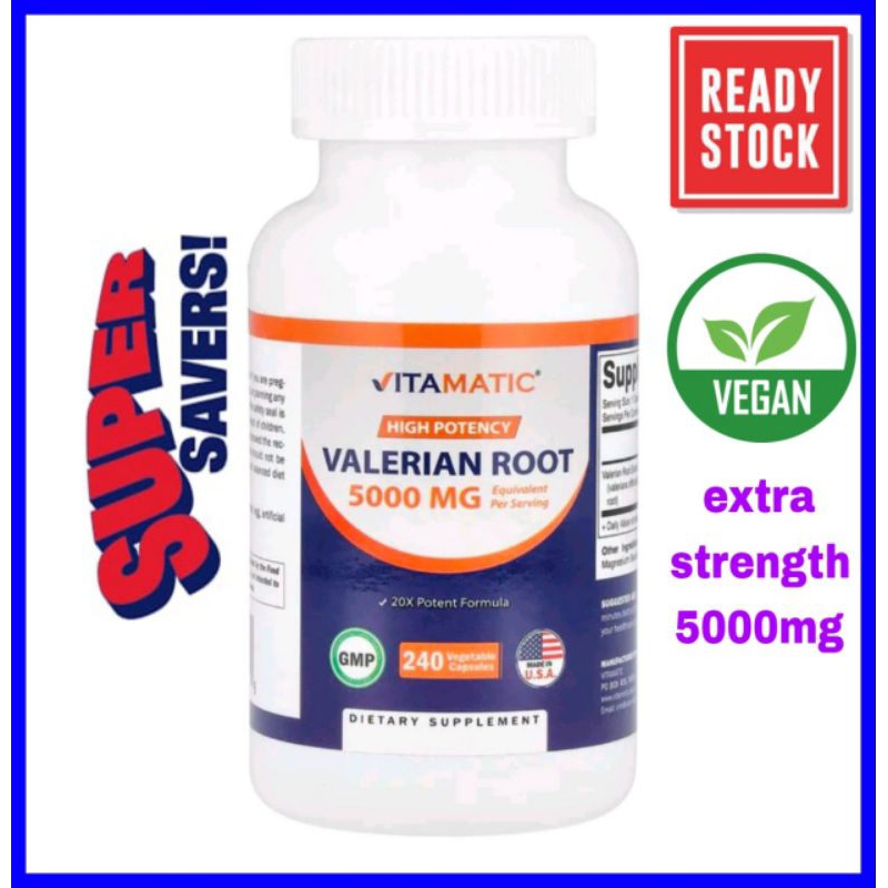 Vitamatic Valerian Root Supplement Relaxation 5000mg 240Veggie Capsule ...