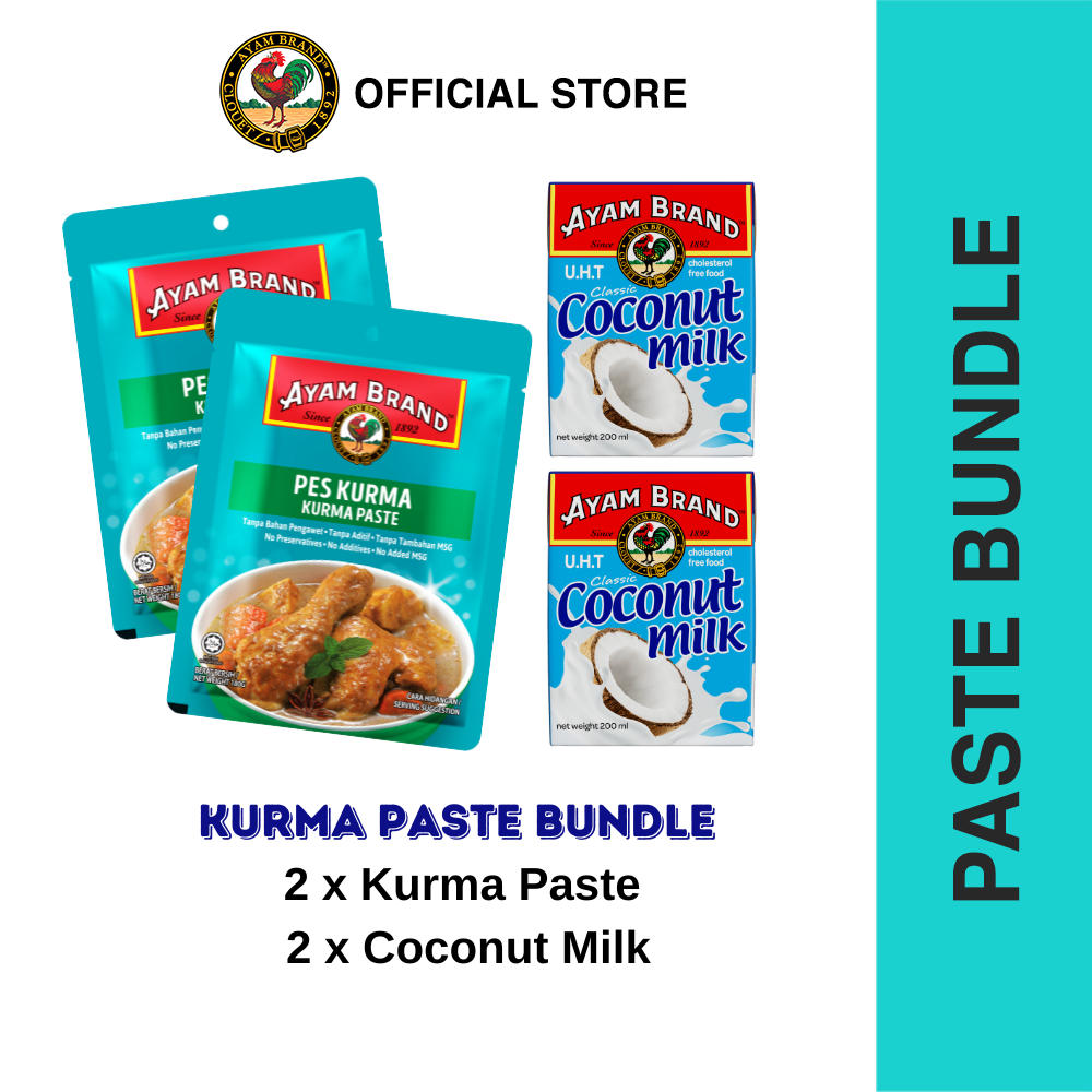 Ayam Brand Kurma Paste Bundle (2x Kurma Paste + 2x Coconut Milk Classic ...