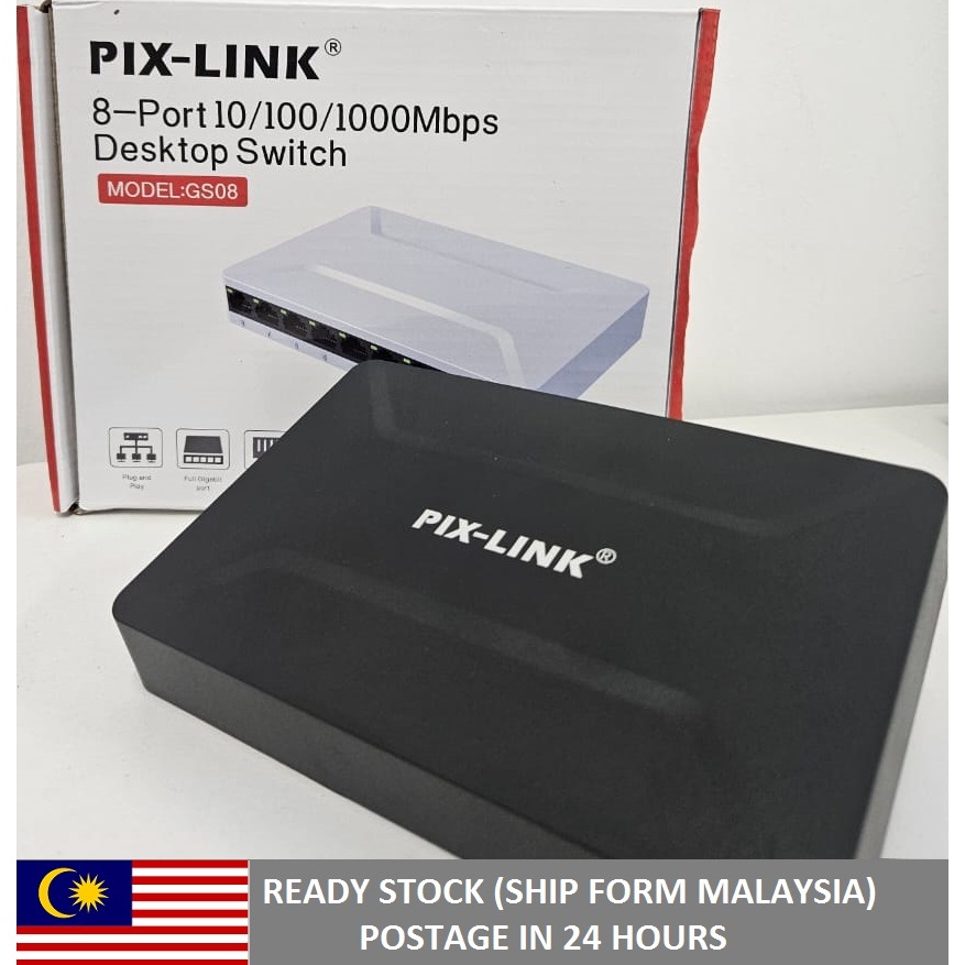 PIX-LINK GS08 Network Switch 8 Ports 10/100/1000Mbps Ethernet Gigabit ...