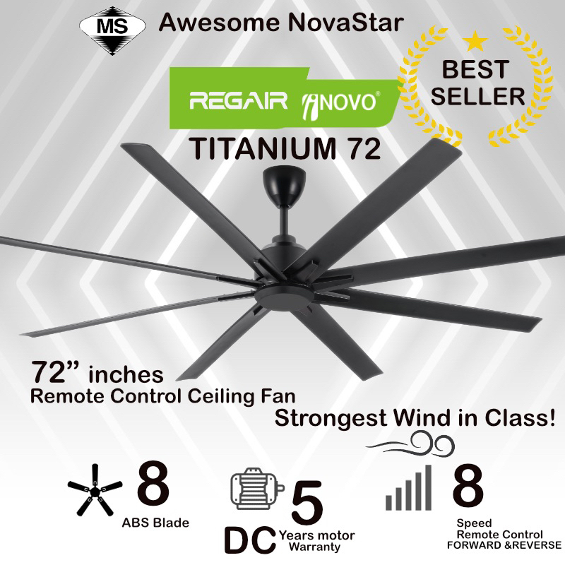 Regair Inovo Titanium 72“ / 62" DC motor Ceiling Fan with Remote Control / Kipas Siling Besar ...