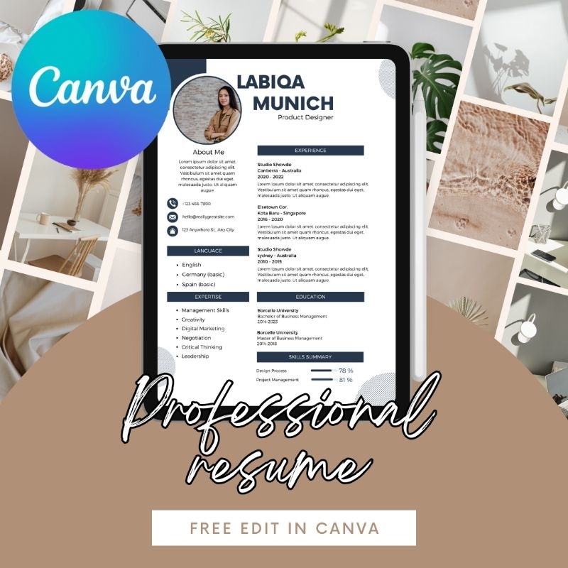 Professional Modern Resume, Resume Template for Canva Professional Template, Canva Modern Resume ...