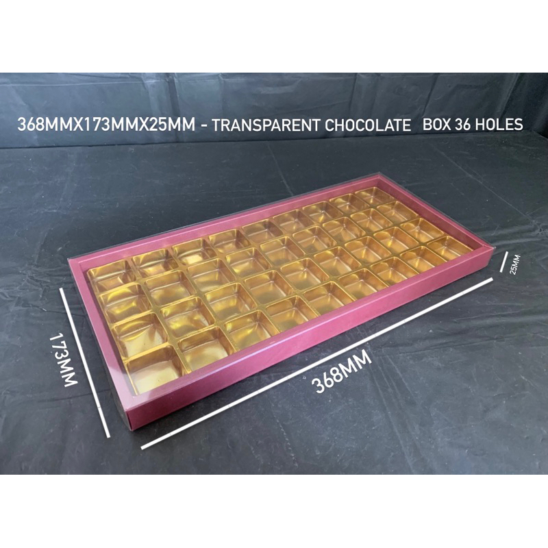 transparent chocolate box 36 holes/kotak chocolate/kotak gula-gula ...