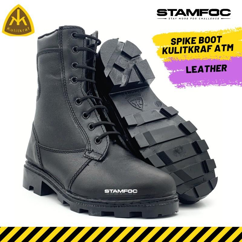 Spike boot kulitkraf kasut tactical operasi gd wellington kawad drill ...