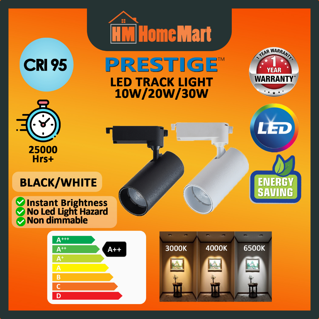 PRESTIGE LED Track Light 10W/20W/30W (Black/White) (3000K/4000K/6500K ...