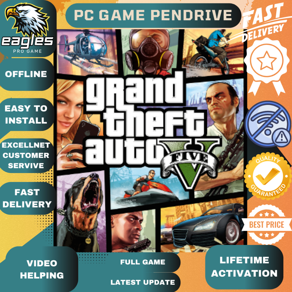 [PC Game] Grand Theft Auto V | GTA 5 (v1.0.2802 + All DLCs) [Pendrive 64 GB] | Shopee Malaysia