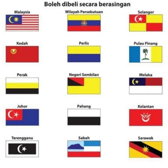 Set 15 flag Malaysia States 2x4ft Polyester Bendera Malaysia 14 Negeri ...