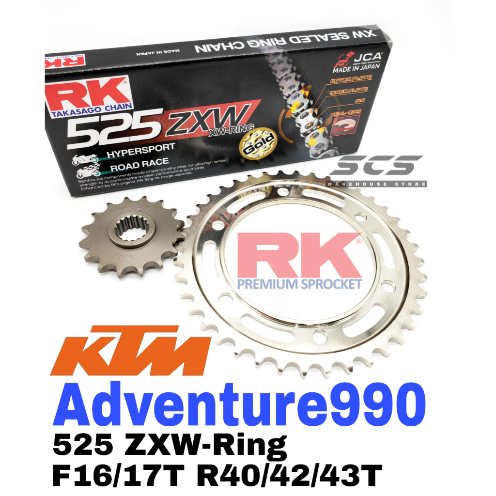 RK Sprocket Set KTM Adventure 990 GB ZXW W-Ring Black Gold Blue 525 ...