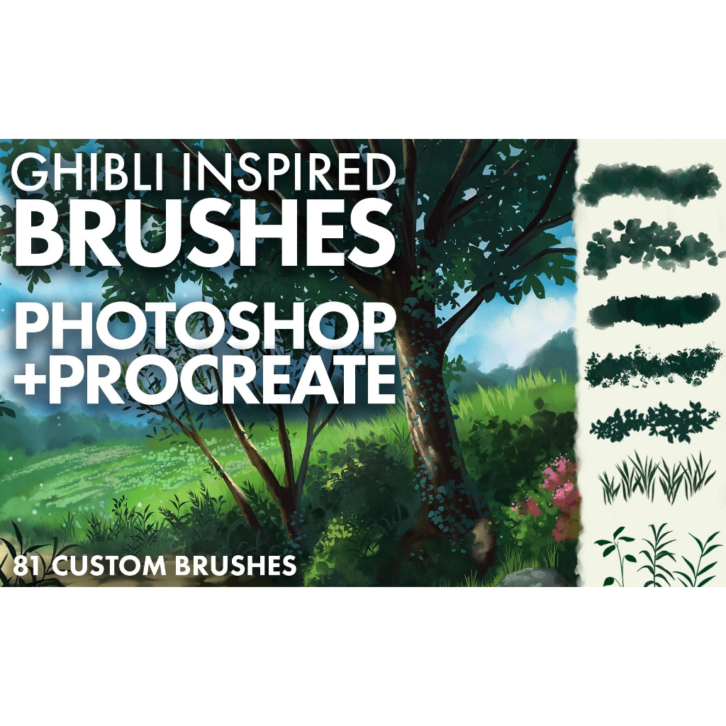 [P313] Ghibli Inspired Brushes for Photoshop and Procreate by Maddy Bellwoar | Procreate Brushes ...