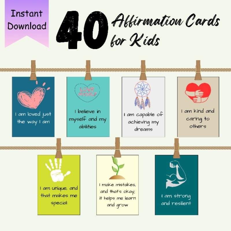 40 Affirmation cards for kids, positive quotes, self esteem, confidence ...